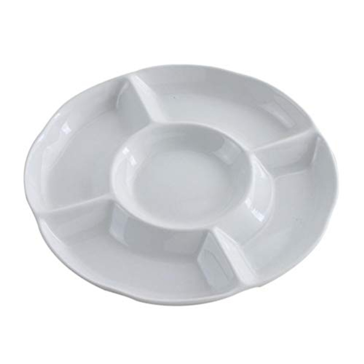 FRCOLOR Appetizer Serving Platter, Melamine Appetizer Serving Tray Compartment Serving Platter Tray Divided Snack Dish for Restaurant 9 Inch