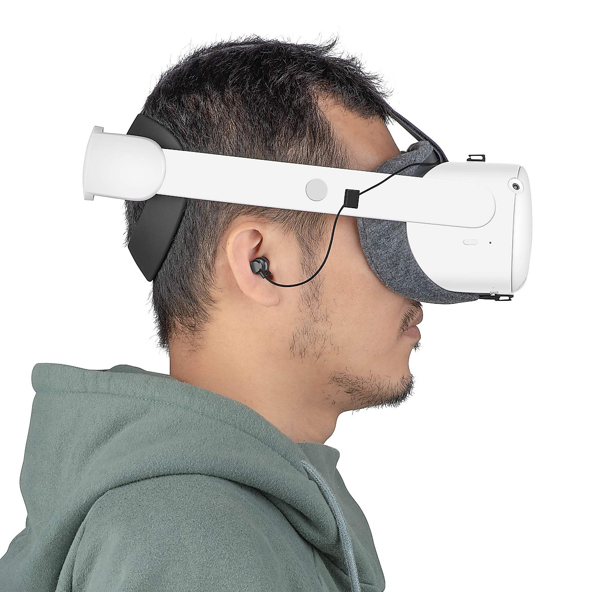 VR Stereo Magnetic Attach Earphones Earbuds for Oculus Quest 2- Custom Short Length Cable -Single Channel Separate Left and Right Calibrated- Magnetic Attach Organizer Experience