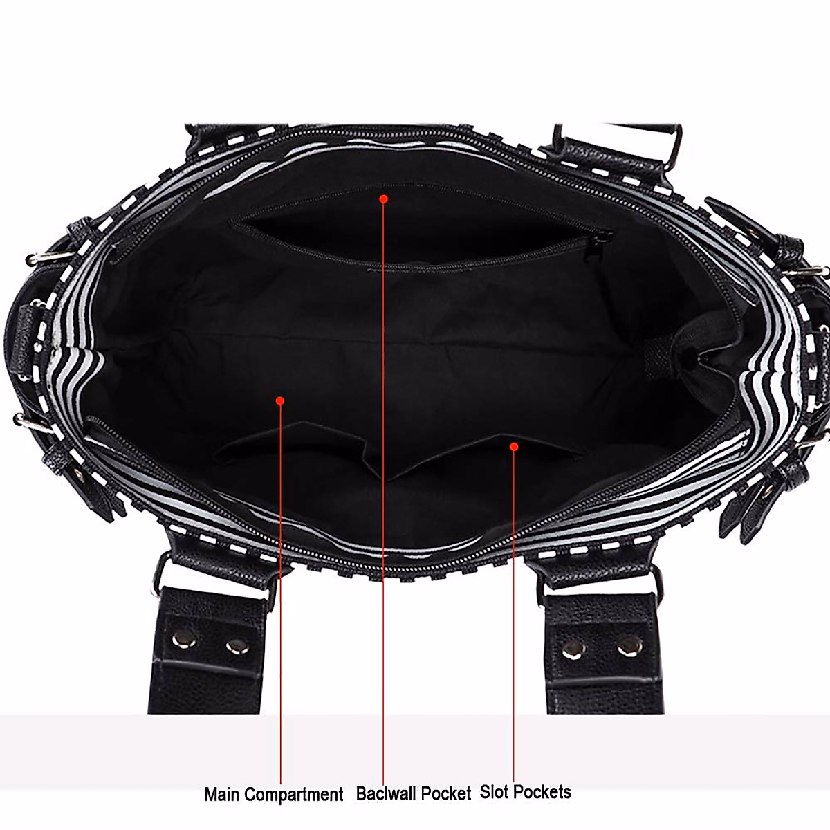 Women Fashion Rivet Handbag Purse Luminous Canvas Punk Tote with Shoulder Strap Crossbody Bag Large Capacity Black (Striped-Luminous)