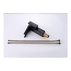 Kitchen Faucet Square Black Oil Basin Faucets Waterfall Bathroom Faucet Single Handle Basin Mixer Tap Bath Faucet Brass Sink Water Crane Tap (Color : Black oil brushed)