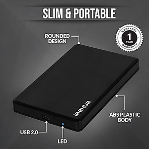SUHSAI 1TB External Hard Drive USB 2.0 Ultra Slim & Compact Portable Storage Extended Data Backup harddrive Pocket Size USB Drive 2.5" HDD for PC Laptop Mac Chromebook Desktop (Black)