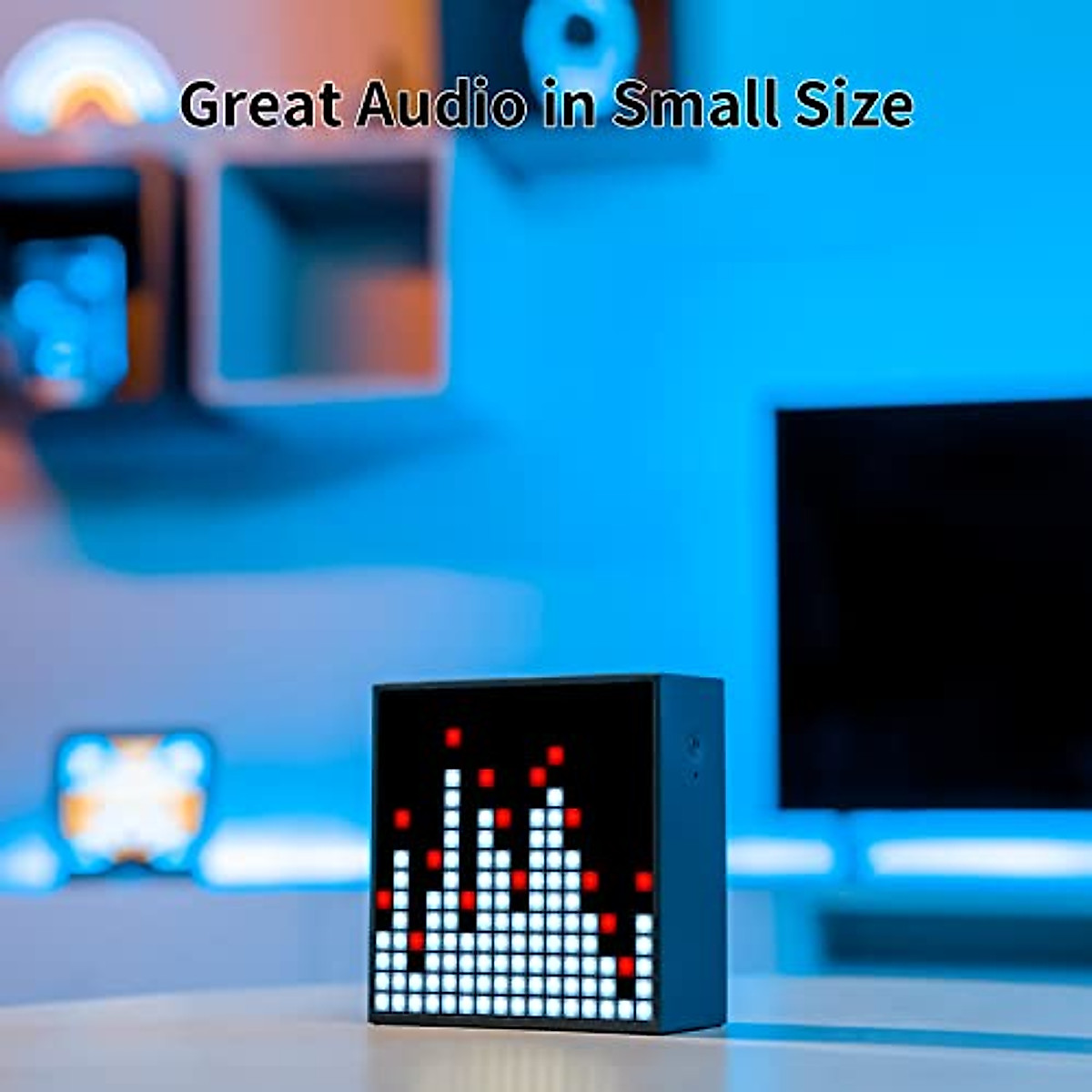 Divoom TimeBox Evo -- Pixel Art Bluetooth Speaker with 16x16 LED Display APP Control - Cool Animation Frame & Gaming Room Setup & Bedside Alarm Clock- Black
