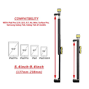 Aluminum iPad Holder for Tripod Mount, Universal Phone Tablet Clamp Tripod Adapter Bracket w Cold Shoe Mount 1/4 inch Screw and Acra Swiss Rail for iPad 4/Mini/Air/Pro/Surface Pro/iPhone/Galaxy Tab