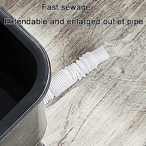 MObyat Portable Mop Sink, FreeStanding Wash Station with Outlet Pipe, Drain Button/4 Swivel Wheel with Brak/Stainless Steel Sturdy Base, for Laundry/Backyard/Garag/Kitchen/Restaurant/Garden/Hospital