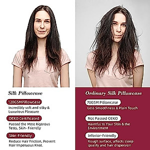 THOHAG Satin Pillowcase for Hair and Skin Set of 1, Queen Size 𝟭𝟮𝟬𝗚𝗦𝗠 Thicken Silk Pillow case, Soft and Smooth Satin Pillow Covers for Living Room, Burgundy