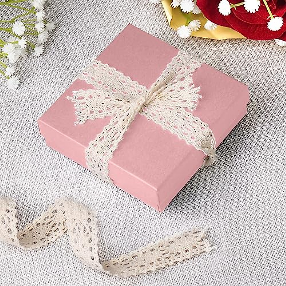 Cardboard Jewelry Boxes 10 Pack - 3.5"x3.5"x1" Bulk Cotton Filled Small Gift Boxes with Lids for Jewelry Packaging (Baby Pink)
