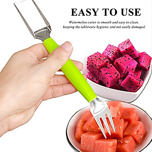 EKMBDLANCH Watermelon Cutter, Watermelon Fork Watermelon Cutter Slicer Tool Dual Head Fruit Forks Slicer, 2-in-1 Stainless Steel Fruit Cutter for Kitchen Party Gadget