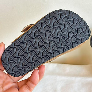 Kids Clogs for Girls Boys Cute Slip-on Slippers Classic Sued e Cor k Footbed Sandals Potato Shoes, Apricot / 4.5-5 Toddler