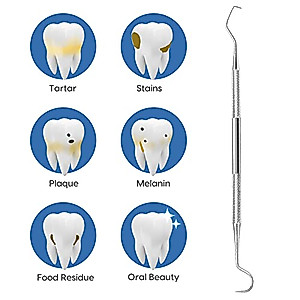 Professional Dental Tarter Scraper 100% Stainless Steel Double-Sided Hook & Angled Pick Wax & Clay Sculpting Tool (2PACK)