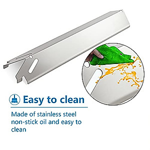 Zemibi Heat Plate Replacement for Brinkmann 810-4221-S, 810-6420-S Gas Grill Models, Heavy Duty Stainless Steel Burner Cover Flame Tamer, Heat Shield, Heat Tent Deflector, 14 7/8" x 3 1/8", 4-Pack