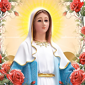 HOLLOII 19 Inch Catholic Virgin Mother Mary Statues,Resin Figurine for Religious and Home Decor