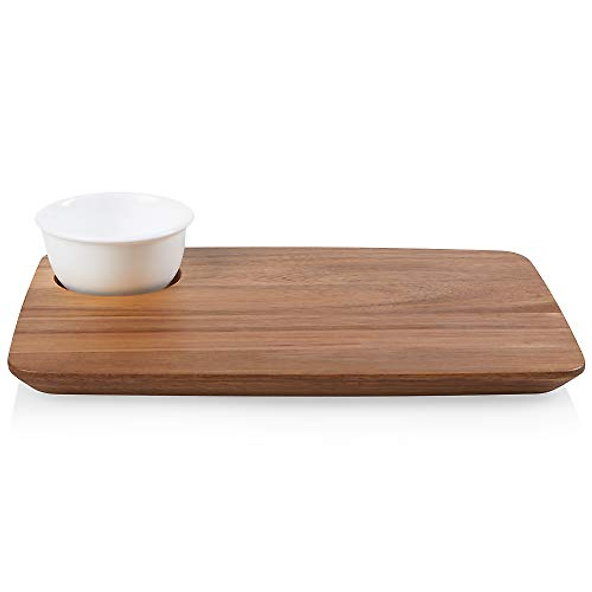 Corelle Vitrelle Coordinates 2-Pc Cheese Board with Bowl Serving Set,Charcuterie Platter with Bowl, Dip Bowl and Long Serving Board Set,Triple Layer Glass Bowls are Dishwasher and Microwave Safe,White