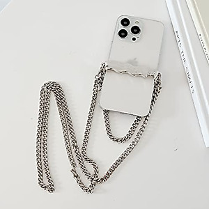 CQUUKOI Phone Lanyard Holder,Phone Clip with Lanyard Metal Crossbody Phone Chain Clip Mobile Phone Buckle Phone Tether Safety Strap Compatible with iPhone, Galaxy & Most Smartphones (Wave Love)