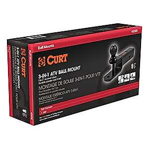 CURT 45005 3-in-1 ATV Trailer Hitch Mount, 1-7/8-Inch Ball, Clevis Pin, 5/8-Inch Hole, Fits 2-Inch Receiver, Gloss Black