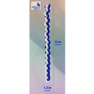 Jerusalem Candles Havdalah Candle - Braided Blue and White - Flat Havdallah Candles - 2 Pack