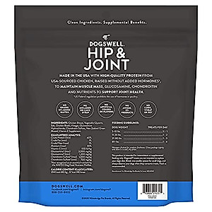 Dogswell Jerky Hip and Joint Dog Treats Grain Free Made in USA Only, Glucosamine and Chondroitin, 24 oz Chicken