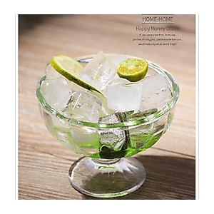 Dessert Glass Cup Ice Cream Bowl 190ml Crystal Clear Pudding Bowl with Pedestal Round Glass with Tulip Vintage Drinking Glassware for Soda Milkshake Juice Cocktail Sundae Trifle Party Serving Glass