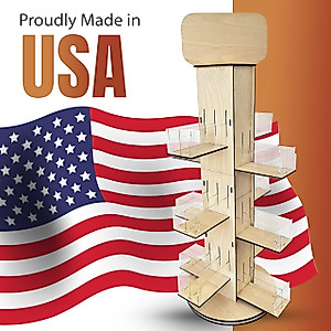 4-Sided Rotating Display Stand - Stationary, Greeting Cards, Stickers, Postcards, Coasters, Napkins - Heavy-Duty, Smooth Rotation, Easy to Assemble, Craft Shows, Trade Shows, Farmers Markets (Natural)