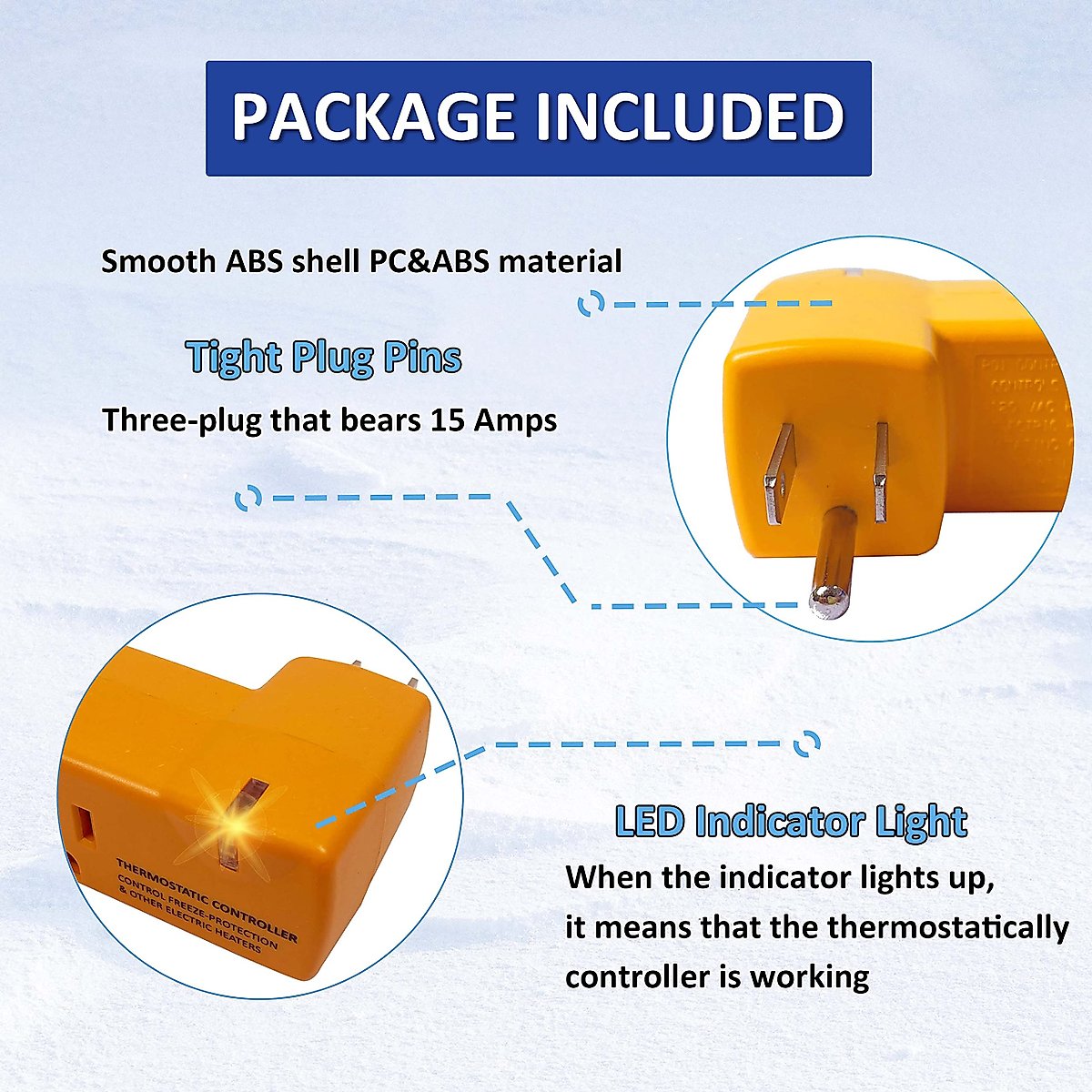 MAXKOSKO 2PCS Freeze Thermostatically Controlled Outlet，Automatically Turn On below 38°F and Off Over 50°F