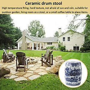 JENKEM Decorative Ceramic Garden Stool, Glazed Hollow Celadon Shoe-Changing Stool Drum Stool, Suitable for Outdoor Garden, Living Room, Terrace, Etc.