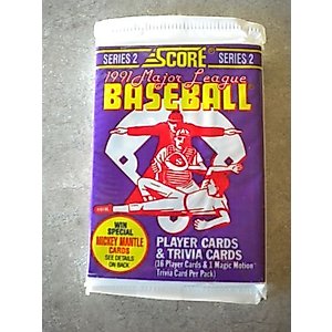 SCORE 1991 SERIES 2 UNOPENED PACK OF 16 BASEBALL CARDS PLUS TRIVIA CARD