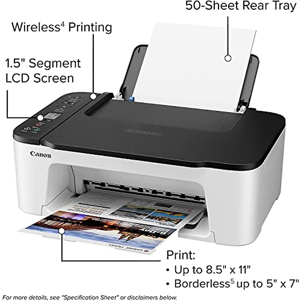 Canon PIXMA TS Series Wireless All-in-One Color Inkjet Printer, Black - Print, Scan, Copy for Home Office - 1.5 Segment LCD Display, 4800 x 1200 dpi, USB and WiFi Connection - BROAG Printer_Cable