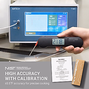 ThermoMaven Professional Meat Thermometer Digital, 0.6 Sec Instant Read, ±0.5℉ NIST Certified Accuracy, 100% Waterproof, Bright Backlit, Temperature Indicator for Grill, Kitchen, Cooking, BBQ, Smoker