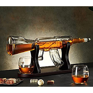 Godinger Whiskey Decanter and Whiskey Glasses Bar Set, Liquor Decanter Gift Set for Scotch Bourbon Wine, Gifts for Men