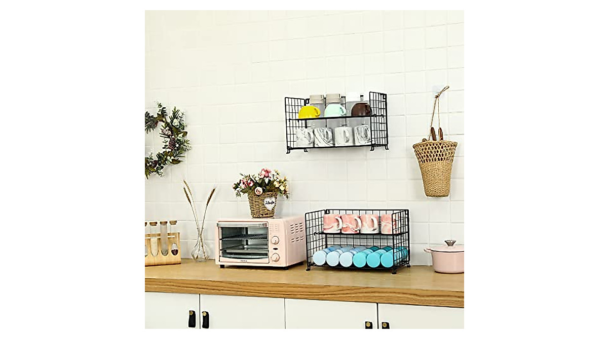 Stackable Mug Rack - 4 Tier Holder for Cups & Bottles