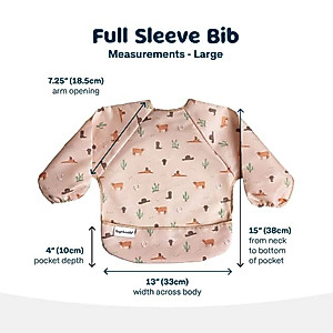 Tiny Twinkle Mess Proof Baby Bib, Cute Full Sleeve Bib Outfit, Waterproof Bibs for Toddlers, Machine Washable, Tug Proof Closure, Baby Smock for Eating, Long Sleeve (Cowboy, Large 2-4 Years)