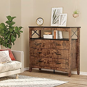 Bestier Buffet Hallway and Living Room Storage Cabinet with 6 Drawers for Home Office and Bedroom for Decluttering and Organization, Rustic Brown