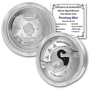 2020 Tokelau 1 oz Silver Equilibrium Coin Brilliant Uncirculated (in Capsule) with Certificate of Authenticity $5 BU