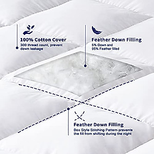 subrtex Feather Mattress Topper Queen, Bed Mattress Topper, Breathable Mattress Pad Overfilled with Soft White Goose Down (60"x80")
