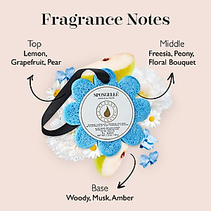 Spongelle Freesia Pear Wild Flower Buffer Body Scrubber | Bath & Shower Loofah for Women | Exfoliator with Body Wash Infused Sponge | 14+ uses