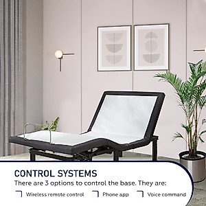 Nutan, 15" Split Adjustable Bed Frame Base with Mattress 3 Programmable Positions, Head and Foot Incline, Massage System, and LED Ambient Lighting, Made for All Types of Mattresses