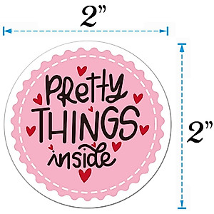 Pretty Things Inside Stickers-Round Pink Small Business Thank You for Shopping Stickers with Hearts-2 Inch Holiday Thank You Package Stickers 500 Adhesive Something Sweet Sticker for Envelop Seals