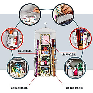 Regal Bazaar Double-Sided Hanging Gift Bag and Gift Wrap Organizer (Light Grey)