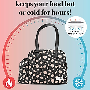 Fit & Fresh Lunch Bag For Women, Insulated Womens Lunch Bag For Work, Leakproof & Stain-Resistant Large Lunch Box For Women With Bottle Pocket, Long Straps, Zipper Closure Laketown Bag Black Cheetah