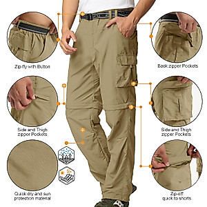 Jessie Kidden Mens Hiking Pants Convertible Quick Dry Lightweight Zip Off Outdoor Fishing Travel Safari Pants (225 Khaki 32)