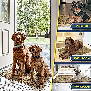 Muddy Mat® AS-SEEN-ON-TV Highly Absorbent Microfiber Door Mat and Pet Rug, Non Slip Thick Washable Area and Bath Mat Soft Chenille for Kitchen Bathroom Bedroom Indoor and Outdoor- Beige Medium 30"X19"