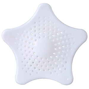 Shower Drain Hair Catcher, Star Silicone Drain Cover Suction Hair Stopper, Water Trap Cover for Bathroom Bathtub and Kitchen (White)