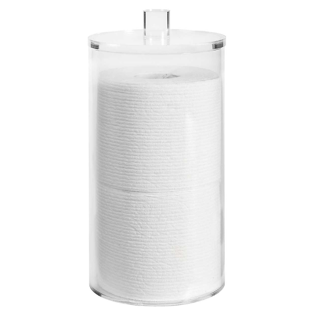 Toilet Paper Storage Container Plastic Bathroom Tissue Holder Free Standing for 2 Regular Rolls Bathroom Organizer Decor Ideas Accessory 5" D x 9.5" H