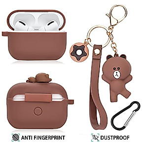 Cute AirPod Pro Case with Bear Keychain Classic Matte Soft Silicone Protective Cover for Women and Girls Compatible with AirPods Pro Case