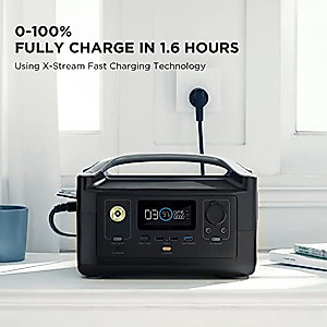 EF ECOFLOW RIVER 288Wh Portable Power Station,3 x 600W(Peak 1800W) AC Outlets & LED Flashlight, Fast Charging Silent Solar Generator (Solar Panel Optional) for Emergencies Home Outdoor Camping RV