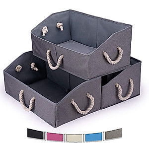 3-Pack Collapsible Trapezoid Cubical Storage Bins, Gray, Foldable Decorative Cubicle Closet Organizers and Sorbus Cube Baskets for Organizing Toys, Cubby Hefty Containers Office for Stacking, Cubbie