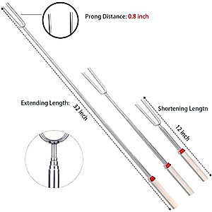 Marshmallow Roasting Sticks 4Pcs Extendable 32inch Long Metal Barbecue Skewers For Grilling Set,Telescoping Smores BBQ Forks, Fire Pit Sticks for Hot Dogs,Camping,Bonfire