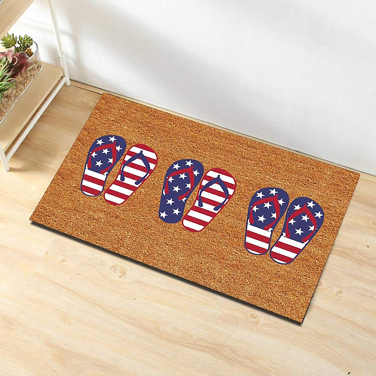 MOMOBO Funny Doormat Custom Indoor Doormat -Flip Flop American Flag Doormat Funny Front Mats Home and Office Decorative Entry Rug Garden/Kitchen/Bedroom Mat Non-Slip Rubber 23.6 x15.7 Inch