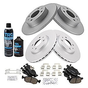 TRQ Front and Rear Brake Pad & Rotor Kit Brake Chemical Kit Brake Pads Brake Rotor Ceramic Solid Premium G-Coated Compatible with 2012-2017 Fiat 500