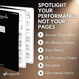 Sheetminder Soloist (5-Pack) - Printed Sheet Music Organizer/No Page Turning, Windproof on Music Stand, No Plastic Sleeves, Easily Mark Fingering/Perfect for Students, Teachers, Bands, Performers