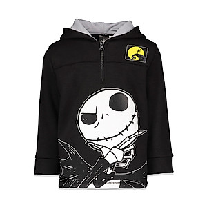 Disney Nightmare Before Christmas Jack Skellington Little Boys Fleece Half Zip Hoodie Black 6